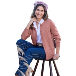 Damen Strickjacke mit herzf&ouml;rmigem Strickmotiv rosenholz, Gr&ouml;&szlig;e 40