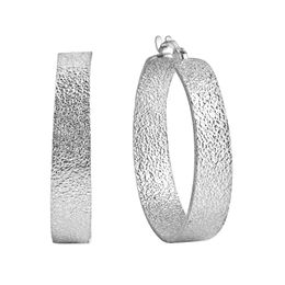 Paar Creolen Firetti "Schmuck Geschenk Silber 925 Ohrschmuck strukruriert", silber (silberfarben), Ohrringe, Damen, 26mm, Silber 925 (Sterlingsilber)