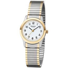 Regent Uhren Quarzuhr REGENT, bunt (edelstahlfarben, goldfarben, wei&szlig;), Armbanduhren, Damen, Quarzuhr, Armbanduhr, Damenuhr, Flexband, Zugband, Edelstahlarmband, &Oslash; ca, 27 mm