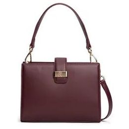 Satchel Tommy Hilfiger "TH HERITAGE MINI SATCHEL", Damen, Gr. B/H/T: 22cm x 16cm x 9cm, dunkelrot, Lederimitat, Taschen, Damen Umh&auml;ngetasche, Tragetasche, Schultertasche mit Logo