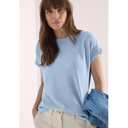 T-Shirt Cecil, Damen, Gr. XL (44), fresh water blau, Stoff, 60% Viskose, 40% Polyester, unifarben, comfort fit normal, U-Boot-Ausschnitt, abgesteppt, Shirts T-Shirt, mit U-Boot-Ausschnitt