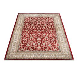 Teppich OCI DIE TEPPICHMARKE "INSPIRATION KESHAN", rot (rot, creme), B:240cm H:12mm L:300cm, Viskose, Teppiche, Teppich, Glanz Viskose, mit Fransen, Hoch Tief Struktur, Vintage, Wohnzimmer