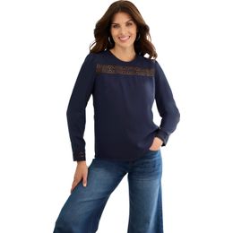Damen Tunika mit Bl&uuml;ten-Spitze marine, Gr&ouml;&szlig;e 50