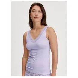 Tanktop Calida "Natural Comfort Lace", Damen, Gr. M (44/46), orchid petal, Single Jersey, Obermaterial: 92% Baumwolle, 8% Elasthan, normal h&uuml;ftbedeckend, V-Ausschnitt, Tops Tanktop, elastisch, V-Ausschnitt, weiche Spitze, breite Tr&auml;ger