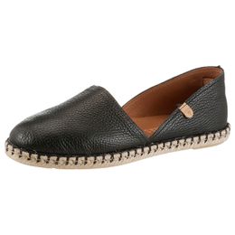 Espadrille VERBENAS "CARMEN", Damen, Gr. 35, schwarz, Leder, unifarben, Basic, Schuhe Espadrille, Slipper, Sommerschuh, Urlaubsschuh, Flat mit Rahmennaht