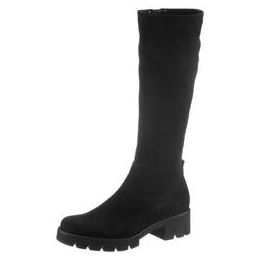 Stiefel Gabor, Damen, Gr. 41, XS-Schaft, schwarz, Textil, Veloursleder, Schuhe Stiefel, Blockabsatz, Plateau, Langschaftstiefel, mit XS-Stretch-Schaft