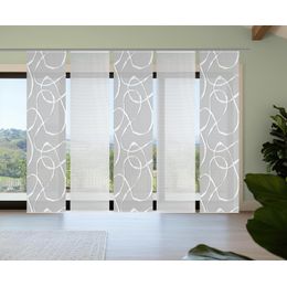 Schiebegardine Vision S "OPHELIA", hellgrau, B:60cm H:260cm, Polyester, Gardinen, Schiebevorhang,Bambusoptik,Digitaldruck,SET
