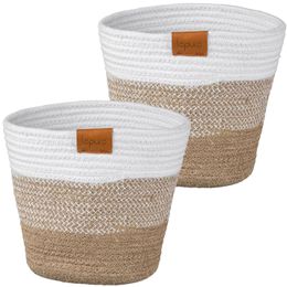 &Uuml;bertopf CREATIV HOME "&Uuml;bertopf", wei&szlig;, braun, H:17cm &Oslash;:22cm, Jute, Pflanzgef&auml;&szlig;e, mit elegantem Streifen-Design