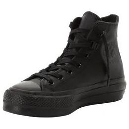 Sneaker Converse "CHUCK TAYLOR ALL STAR LIFT PLATFORM LEATHER", Herren, Gr. 39,5, schwarz (schwarz, schwarz, schwarz), Leder, Schuhe Sneaker