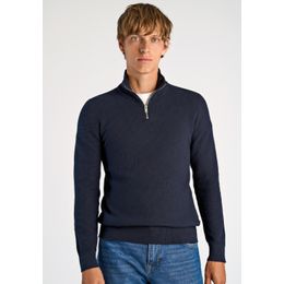 Troyer LINDBERGH "Troyer Relaxed Fit", Herren, Gr. 3XL, blau (navy), Obermaterial: 60% Baumwolle, 40% Polyester, unifarben, hoch geschlossener Ausschnitt, Pullover Troyer