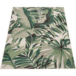 Paco Home Teppich &raquo;Ostende 551&laquo; rechteckig 4 mm H&ouml;he Flachgewebe, Motiv Palmenbl&auml;tter, In- und Outdoor geeignet gr&uuml;n Polypropylen B : 240cm 1 Stk., 4mm, L: 