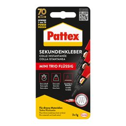 Pattex Sekundenkleber 'Fl&uuml;ssig Mini Trio' transparent 3 x 1 g