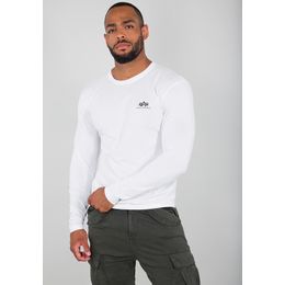 Langarmshirt Alpha Industries "Basic LS Small Logo", Herren, Gr. XXL, wei&szlig;, Single Jersey, Obermaterial: 100% Baumwolle, bedruckt, schmal normal, Rundhals, gerader Abschluss, Shirts Langarmshirt