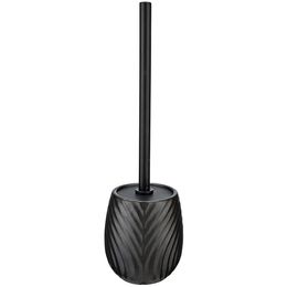 WC-Garnitur Wenko "Modell Idro", grau, H:39cm &Oslash;:10cm, Edelstahl, Keramik, Reinigungsb&uuml;rsten, WC-B&uuml;rstenhalter aus Keramik mit Linienstruktur