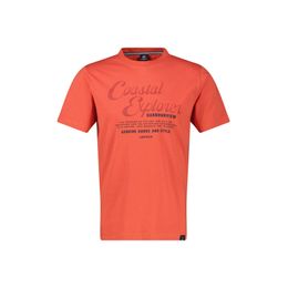 T-Shirt Lerros "T-Shirt aus 100 % Baumwolle mit Brustprint", Damen, Gr. L, vivid rot, 100% Baumwolle, Rundhals, Shirts T-Shirt