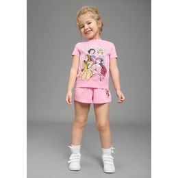 Shirt & Shorts Kidsworld "PRINCESS 2tlg. Set: Scheewitttchen, Ariel & Freundinnen - Disney", M&auml;dchen, Gr. 104/110, pink, Single Jersey, Obermaterial: 100% Baumwolle, bedruckt, KOB Set-Artikel, aus Baumwolle, Single Jersey Material