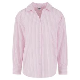 Klassische Bluse Urban Classics "Urban Classics Ladies Oversized Striped Blouse", Damen, Gr. L, softpink, wei&szlig;, 69% Baumwolle, 29% Polyester, 2% Elasthan, Blusen