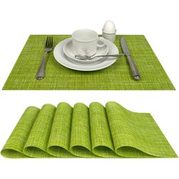 Platzset Delindo Lifestyle "Capri" Gr. 1, gr&uuml;n, B:30cm L:44cm, Obermaterial: 70% PVC, 30% Polyester, Platzsets, in geflochtener Optik als 6er-Spar-Set, abwischbar