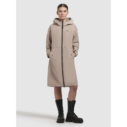 Kurzmantel Khujo "ZLATA", Damen, Gr. L, beige, 100% Polyester, unifarben, loose fit knielang, eingesetzt elastischer Bund mit Klettverschluss, M&auml;ntel Kurzmantel