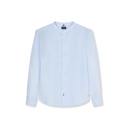 Langarmhemd OLYMP "OLYMP Casual, regular fit, Stehkragen", Herren, Gr. L, Normaler Arm, hellblau, 100% Leinen, Hemden