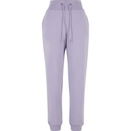 Jogginghose Urban Classics "Urban Classics Damen Ladies Cozy Sweatpants", Damen, Gr. XS, US-Gr&ouml;&szlig;en, dustylila, 95% Baumwolle, 5% Elasthan, unifarben, loose fit, Hosen Jogginghose