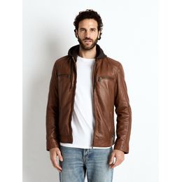 Lederjacke Mustang "Foster", Herren, Gr. 5XL, braun (cognac), Obermaterial: 100% Lammleder. Wattierung: 100% Polyester. Kapuze: 100% Baumwolle. Innenfutter: 100% Baumwolle, ohne B&uuml;ndchen, Jacken