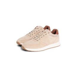 Sneaker Tommy Hilfiger "NEWPORT MIX", Herren, Gr. 42, beige, Veloursleder, Mesh, unifarben mit Farbeinsatz, Schuhe Sneaker, Freizeitschuh, Schn&uuml;rer, Halbschuh mit Mesh-EInsatz