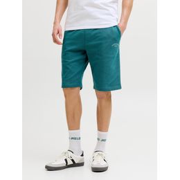 Jack & Jones Sweatshorts JACK & JONES "JPSTGORDON COLLEGE SWEAT SHORTS MID", Herren, Gr. XS, N-Gr, atlantic deep, angeraute Sweatware, Obermaterial: 80% Baumwolle, 20% Polyester, unifarben, regular fit, Hosen Sweatshorts