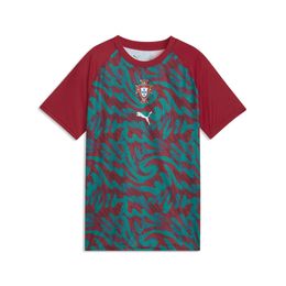 Trainingsshirt Puma "Portugal Aufw&auml;rmtrikot Jugendliche", Jungen, Gr. 128, club rot gr&uuml;n lagoon, Obermaterial: 100% Polyester, mehrfarbig, slim fit, Rundhals, Shirts