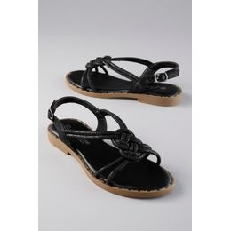 Sandale ANISTON SHOES, Damen, Gr. 36, schwarz, Lederimitat, gl&auml;nzend, Schuhe Sandale, Sommerschuh, Riemchensandale mit Glitzerdetails - NEUE KOLLEKTION