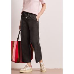 Paperbag-Hose Street One, Damen, Gr. 40, L&auml;nge 28, deep earth, Web, Obermaterial: 98% Baumwolle, 2% Elasthan, unifarben, loose fit kn&ouml;chelfrei, Hosen Paperbag-Hose, mit elastischem Bund