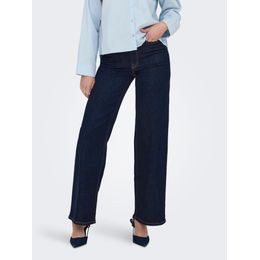 Jacqueline de Yong High-waist-Jeans JDY "JDYFELINA-FINA HW WIDE RINSE JNSDNM NOOS", Damen, Gr. S (36), L&auml;nge 30, blau (dunkelblau denim detail:rinse blau denim), Denim/Jeans, Obermaterial: 98% Baumwolle, 2% Elasthan, unifarben, Jeans High-Waist-Jeans