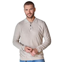 Langarm-Poloshirt Casamoda "Casamoda Polo-Shirt Langarm uni", Herren, Gr. L, beige, 100% Baumwolle, Shirts