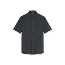 Businesshemd OLYMP "OLYMP Luxor, modern fit, Global Kent", Herren, Gr. 39, Normaler Arm, schwarz (silbergrau), 100% Baumwolle, Hemden