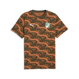 T-Shirt Puma "Elfenbeink&uuml;ste ftblCulture T-Shirt mit Print Herren", Damen, Gr. L, loden gr&uuml;n melon glow orange, Obermaterial: 100% Baumwolle. Rippe: 75% Baumwolle, 25% Polyester, bedruckt, regular fit, Rundhals, Shirts T-Shirt