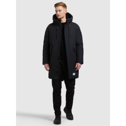 Wintermantel Khujo "ANTH2", Herren, Gr. M, port blau, 100% Polyester, unifarben, regular fit knielang, Raglan&auml;rmel elastischer Bund mit Windstopper, M&auml;ntel Wintermantel