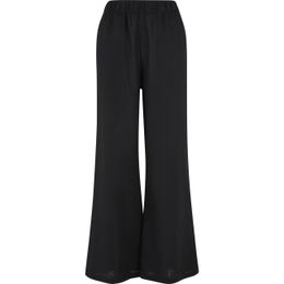Stoffhose Urban Classics "Urban Classics Damen Ladies Linen Mixed Wide Pants", Damen, Gr. L, US-Gr&ouml;&szlig;en, schwarz, 55% Leinen, 45% Baumwolle, unifarben, normal, Hosen Stoffhose