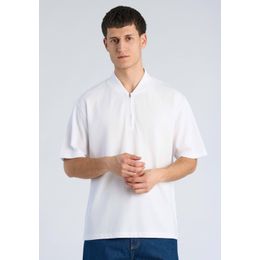 Poloshirt LINDBERGH "Poloshirt Oversize Fit", Damen, Gr. L, wei&szlig; wave, Obermaterial: 100% Baumwolle, unifarben, oversize, Shirts