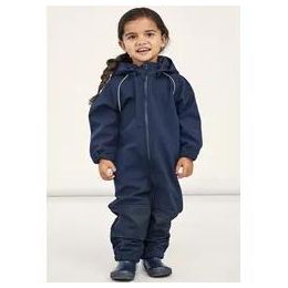 Softshelloverall name it "NMNALFA SOFTSHELL SUIT SOLID FO NOOS", M&auml;dchen, Gr. 110, N-Gr, blau (schwarz sapphire), Softshell, Obermaterial: 94% Polyester, 6% Elasthan, unifarben, Overalls