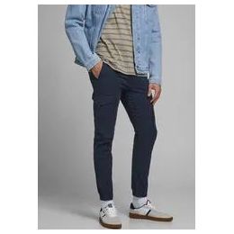 Jack & Jones Cargohose JACK & JONES "PAUL FLAKE", Damen, Gr. 28, L&auml;nge 32, blau (navy blazer), Web, Obermaterial: 98% Baumwolle, 2% Elasthan, unifarben, bequem normal, Hosen Cargohose