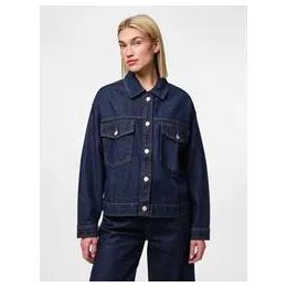 Jeansjacke Pieces "PCELMA DENIM JACKET NOOS BC", Damen, Gr. XL, dunkelblau denim detail:rinse wash, Denim/Jeans, Obermaterial: 99% Baumwolle, 1% Elasthan, unifarben, regular fit normal, Jacken Jeansjacke