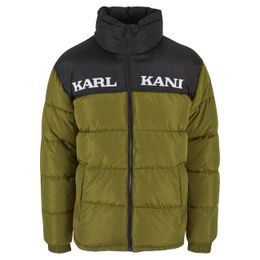Winterjacke Karl Kani "Karl Kani Karl Kani Retro Essential Puffer Jacket", Herren, Gr. L, olive, 100% Polyester, mehrfarbig, normal, amerikanischer Ausschnitt, Jacken Winterjacke