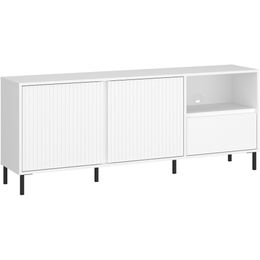 Lowboard Home Affaire "viel Stauraum, Soft Close, 2 T&uuml;ren und 1 Schubkasten", wei&szlig;, Sideboards, B/H/T: 157,8cm x 65,4cm x 40cm, Holzwerkstoff, MDF, Melamin, Lowboard, mit Metallf&uuml;&szlig;en, Breite 158 cm, grifflos, Fronten geriffelt, B:157,8cm H:65,4cm T:40cm