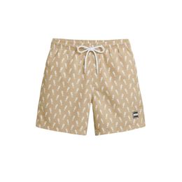 Badeshorts Urban Classics "Urban Classics Herren Pattern Swim Shorts", Gr. L, US-Gr&ouml;&szlig;en, beigeseahorse, 100% Polyester, Badehosen Badeshorts