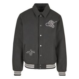 Collegejacke Karl Kani "Karl Kani Kani Snow Tiger College Jacket", Herren, Gr. L, schwarz, lightgrau, 70% Polyester, 30% Wolle, mehrfarbig, normal, amerikanischer Ausschnitt, Jacken Collegejacke
