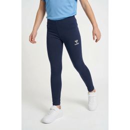 Leggings Hummel "f&uuml;r Kinder", M&auml;dchen, Gr. 140, N-Gr, blau (schwarz iris), Jersey, Obermaterial: 95% Baumwolle, 5% Elasthan, Hosen Leggings, f&uuml;r Kinder