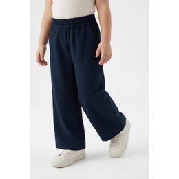 Stoffhose s.Oliver JUNIOR, M&auml;dchen, Gr. 146, N-Gr, blau, Web, Obermaterial: 63% Polyester, 33% Viskose, 4% Elasthan, unifarben, loose fit lang, Hosen Stoffhose, mit weitem, geradem Bein und Gummizug