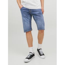 Jack & Jones Jeansshorts JACK & JONES "JJISCALE JJLONG SHORTS GE 608 I.K SN", Herren, Gr. S, N-Gr, blau (blau denim), Denim/Jeans, Obermaterial: 71% Baumwolle, 25% Polyester, 4% Elasthan, Abriebeffekte, normal, Jeans Jeansshorts