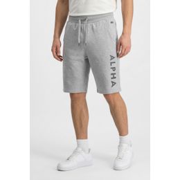 Sweatshorts Alpha Industries "Jersey Short", Herren, Gr. XXL, N-Gr, grau (grau heather), angeraute Sweatware, Obermaterial: 100% Baumwolle, bedruckt, schmal, Hosen Sweatshorts