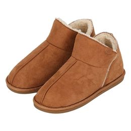 Hausschuh XQ FOOTWEAR "LADIES HOME BOOTS SUEDE", Damen, Gr. 41/42, braun (cognac), Obermaterial: 100% Polyester. Futter: 100% Polyester. Laufsohle: 100% Gummi, unifarben, Schuhe Hausschuh, mit Logopr&auml;gung und kuscheligen, w&auml;rmenden Innenfutter